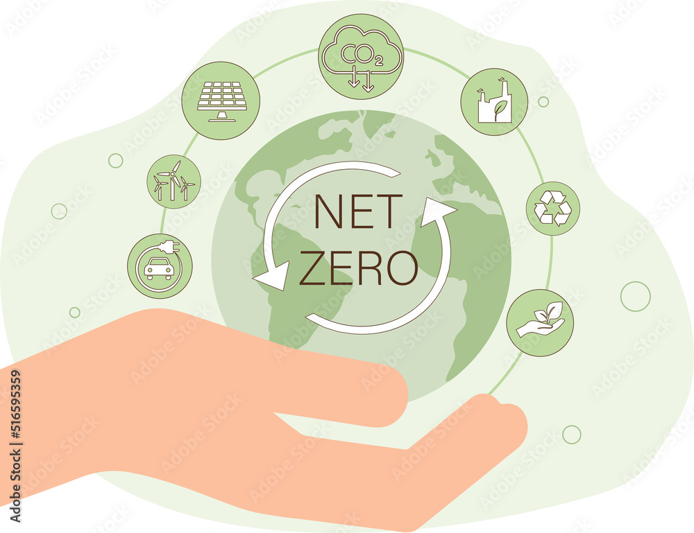 Net zero icon and carbon neutral concept in the hand for net zero ...