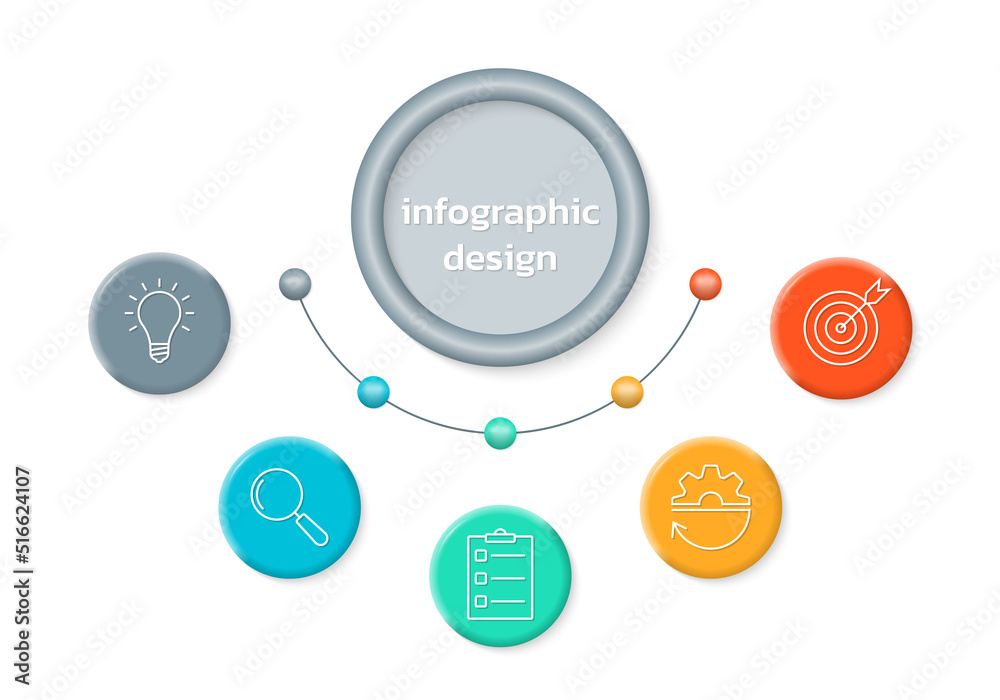 5 step infographic 3d design with business icons. Modern diagram ...