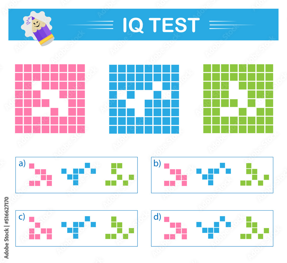 Intelligence Puzzle Logic Question Iq Test Choose The Correct Answer Vector Illustration