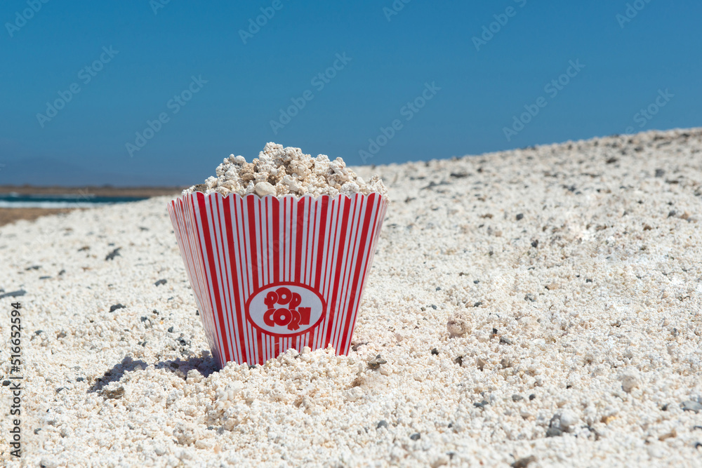 Pop Corn b owl in Popcorn Beach in Fuerteventura Stock Photo | Adobe Stock