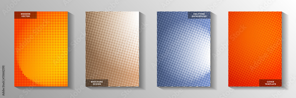 Futuristic dot faded screen tone cover page templates vector set ...