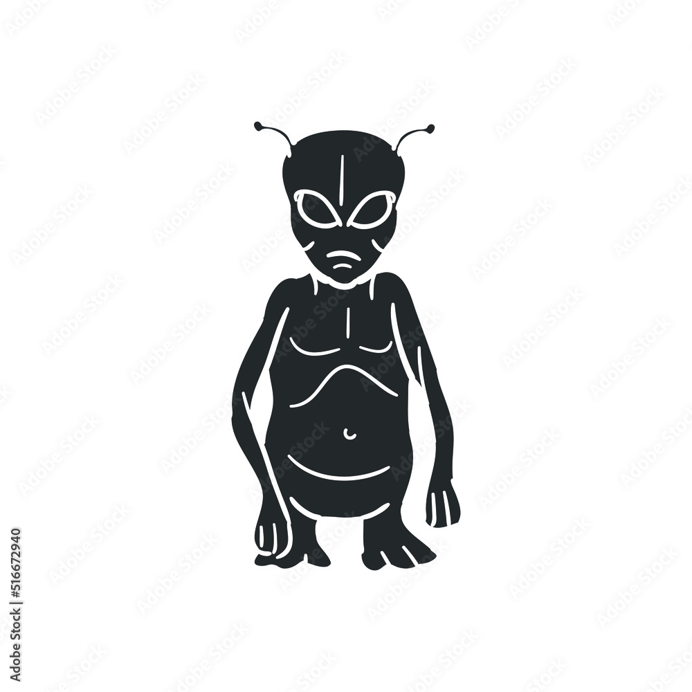 Alien Icon Silhouette Illustration. UFO Vector Graphic Pictogram Symbol ...