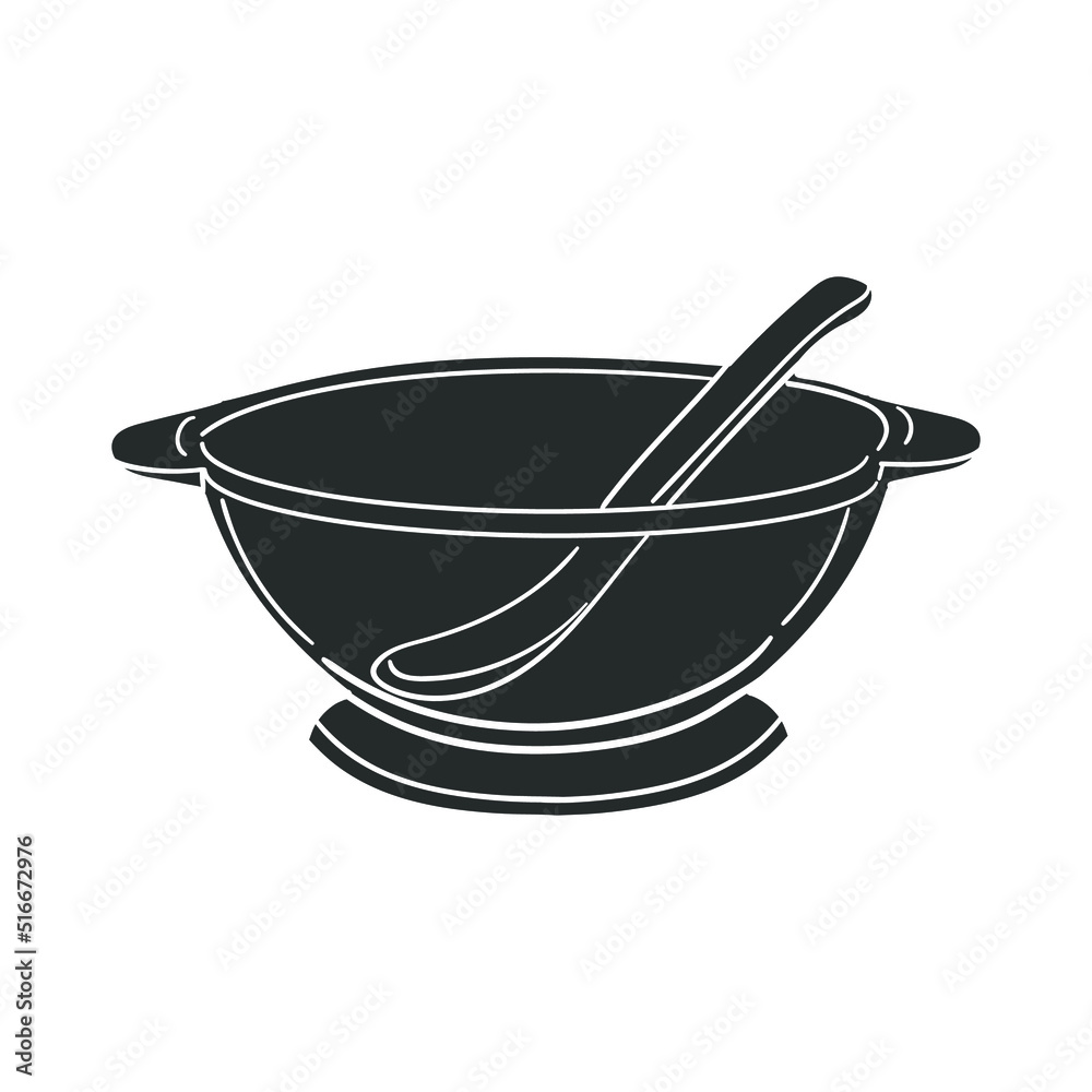 Baby Plate Icon Silhouette Illustration. Childrean Eat Vector Graphic ...