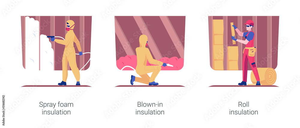 Private house insulation isolated concept vector illustration set ...