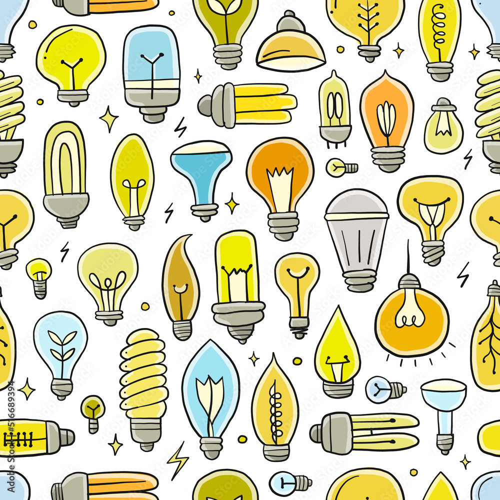 Light bulbs collection. Ecology Concept art. Symbol of creativity, innovation, inspiration ...