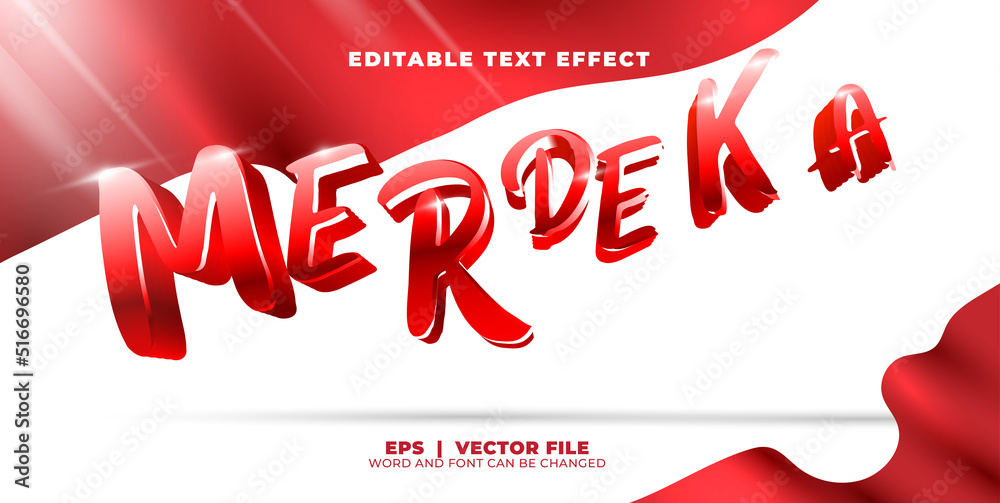 Merdeka text effect indonesia independence day. Merdeka translates to ...