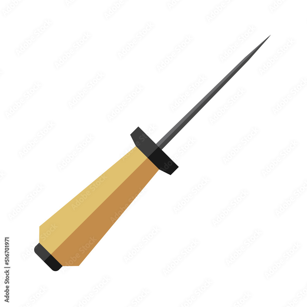 Colored awl icon. Carpentry and sewing tools for creating holes. Vector ...