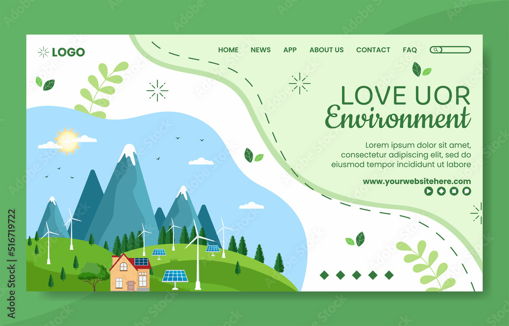 World Environment Day Social Media Landing Page Template Flat Cartoon ...
