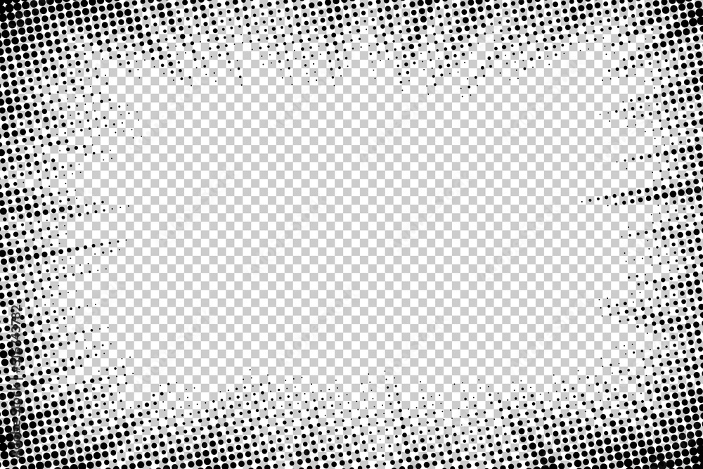 Comic frame. Halftone cartoon border. Pop art dot. Attention pattern ...