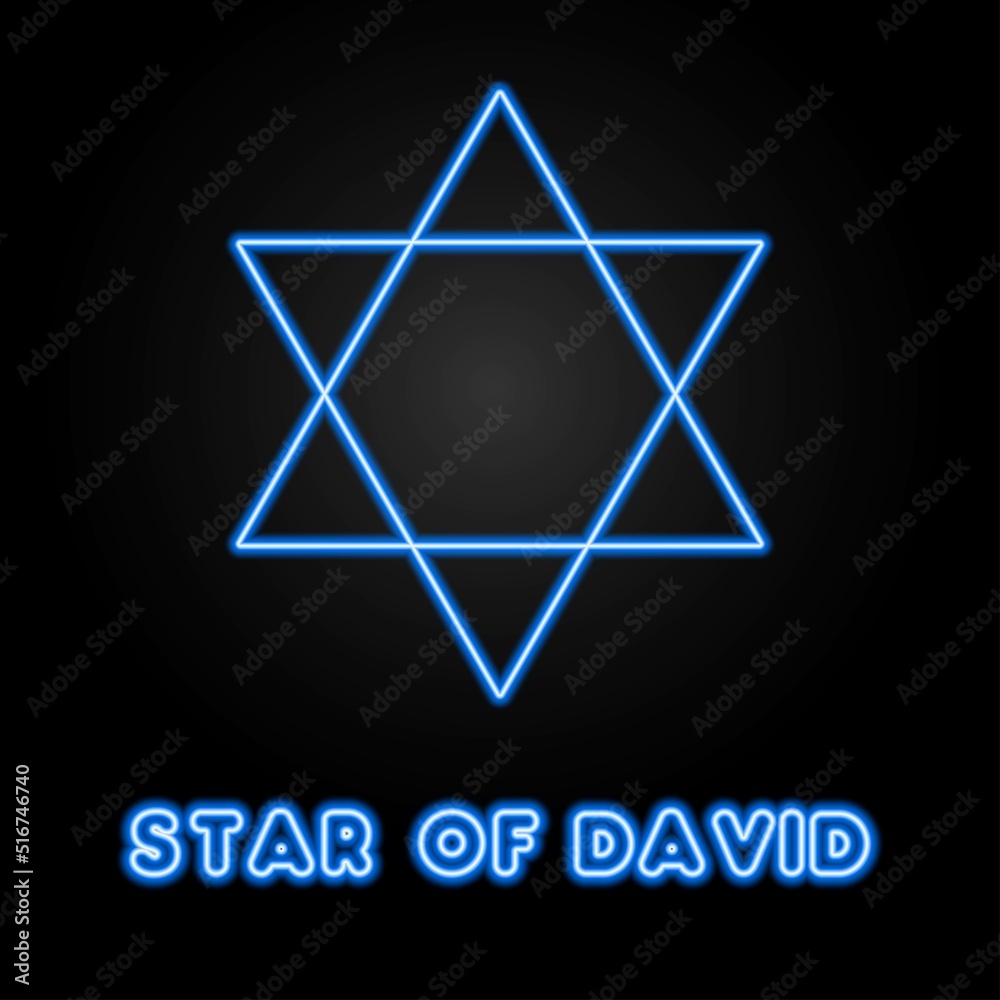 star of david neon sign, modern glowing banner design, colorful modern ...