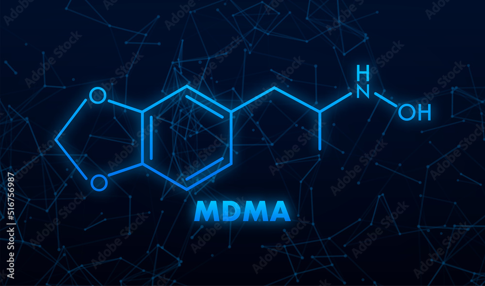 Methylenedioxymethamphetamine, MDMA chemical ecstasy molecule. Vector illustration. Stock Vector ...