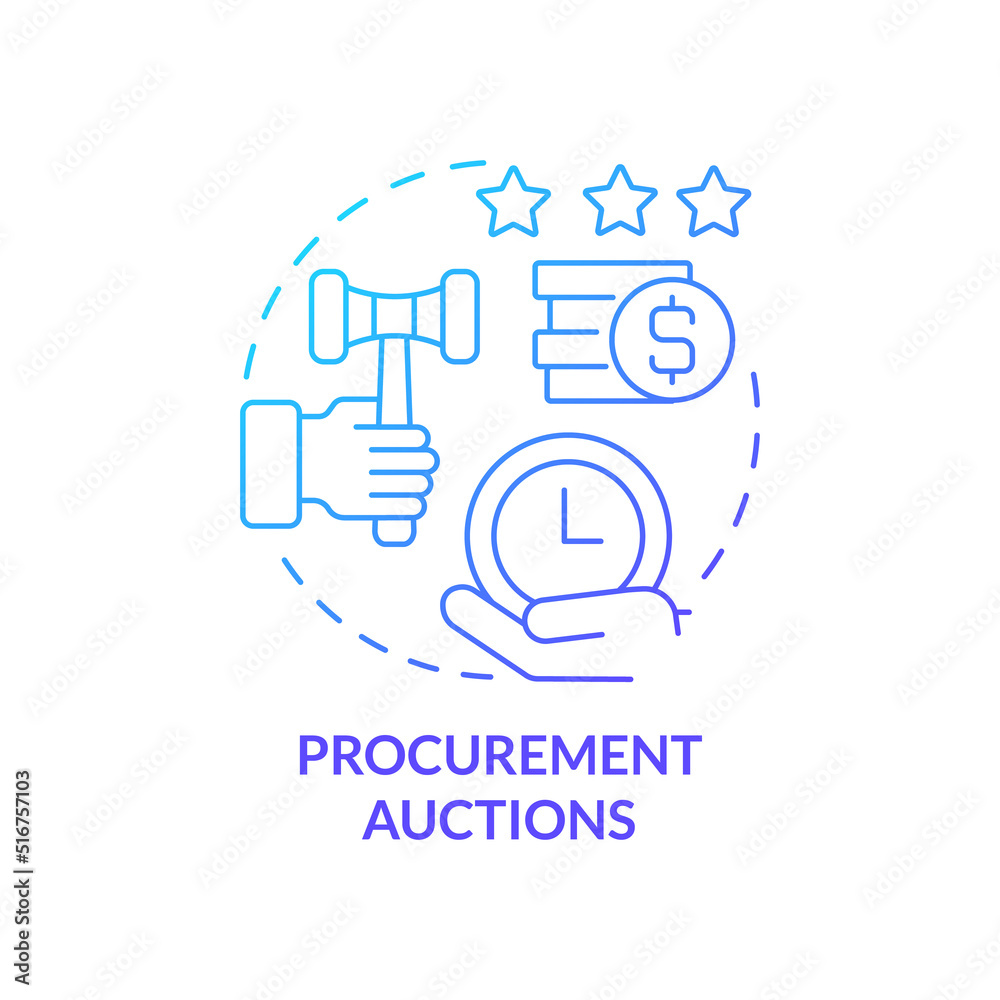 Procurement auctions blue gradient concept icon. Sourcing strategy ...