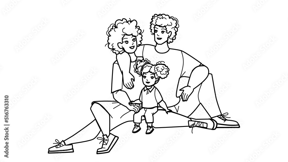 african american family vector. father mother together, person portrait ...