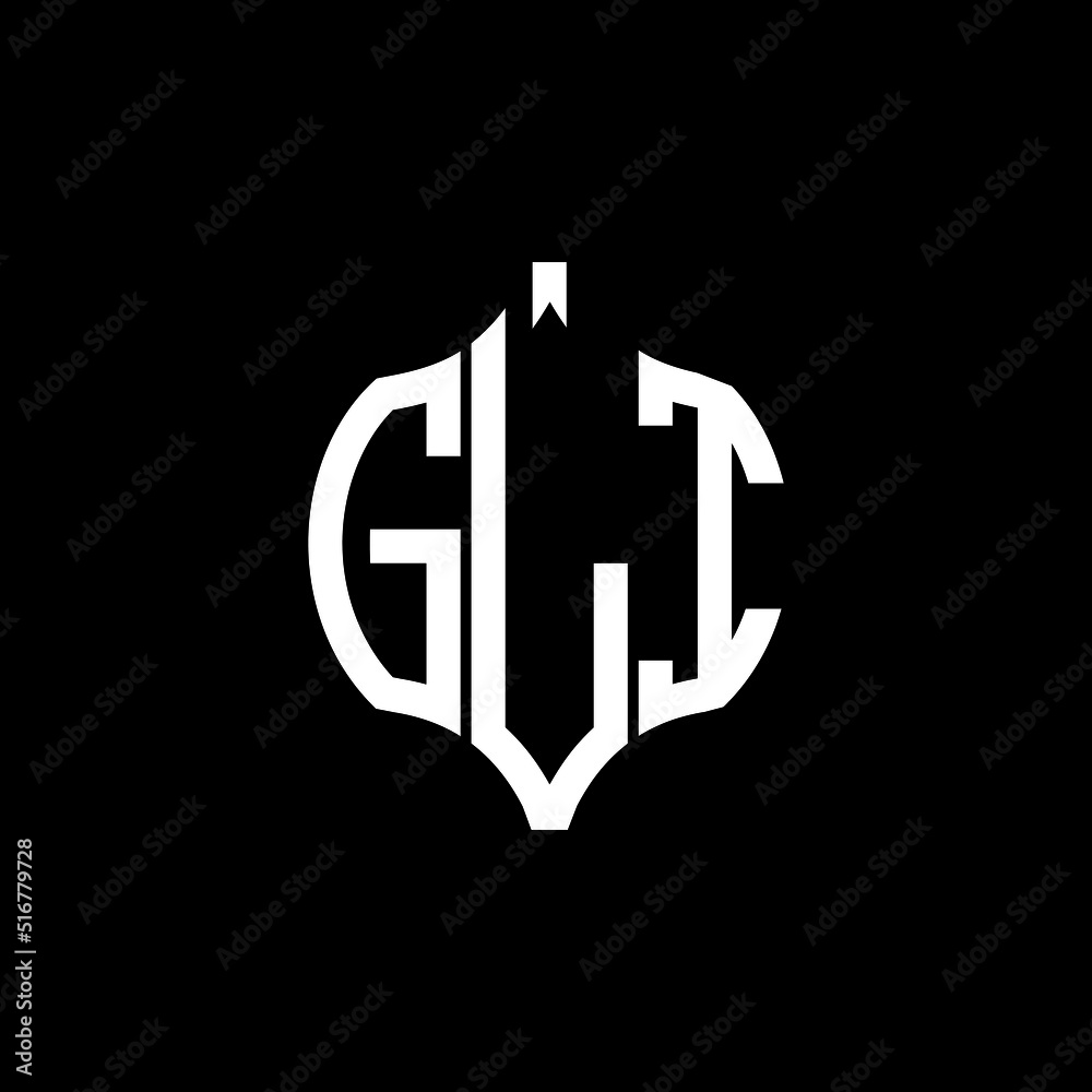 GLI letter logo. GLI best black background vector image. GLI Monogram ...