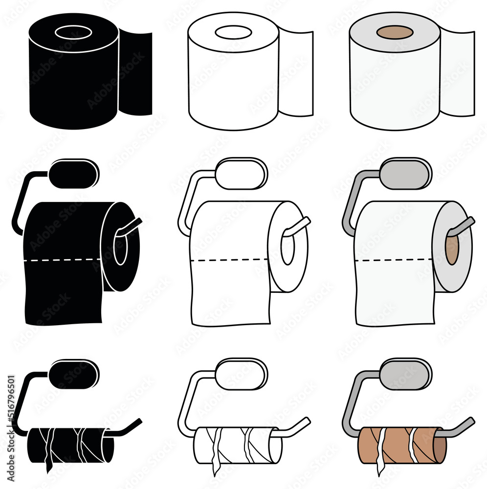 Vector de Stock Toilet Paper Roll Full and Empty Clipart Set - Outline ...