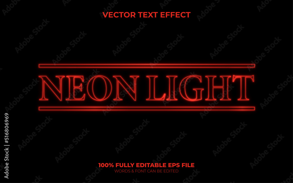 เวกเตอร์ Stock Editable Vector Text Effect Neon Light Glow Effect with ...