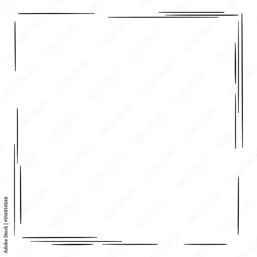 Line drawing of a square frame with a wood effect. Black lines in ...