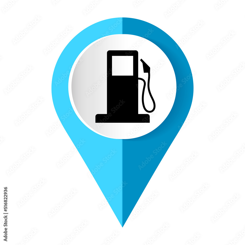 Gas petrol fuel station pin pointer marker icon vector, gasoline refill ...