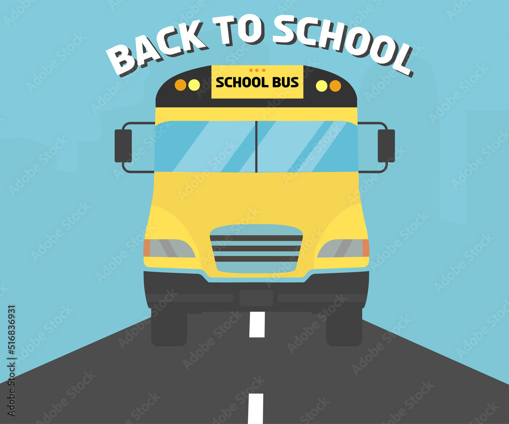 Стоковий вектор School bus front view, Back to school theme logo design ...