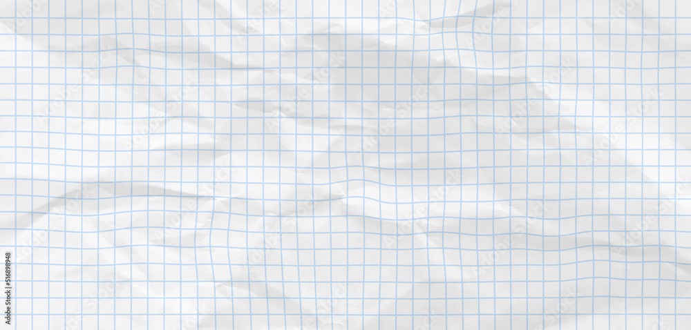 Crumpled blue checkered paper texture realisric vector illustration ...