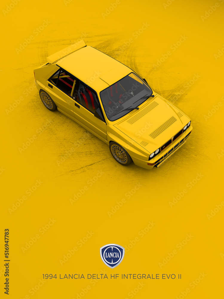 Lancia Delta Integrale Evo II car poster Stock Illustration | Adobe Stock
