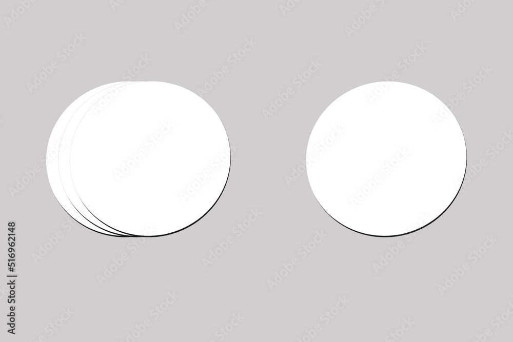 Blank white round cardboard poster mockup isolated on a grey background ...