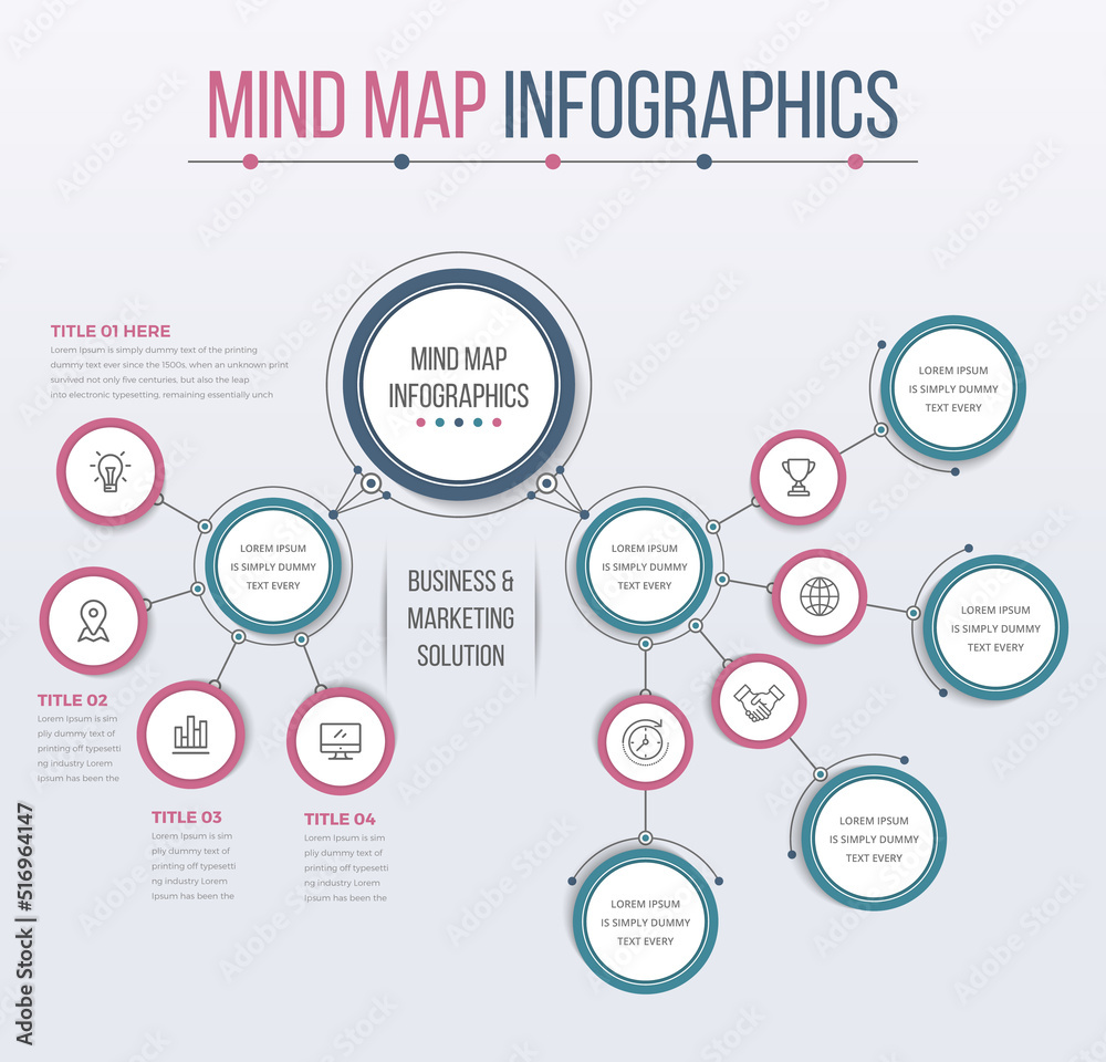 เวกเตอร์ Stock Mind Map Template Infographics | Adobe Stock