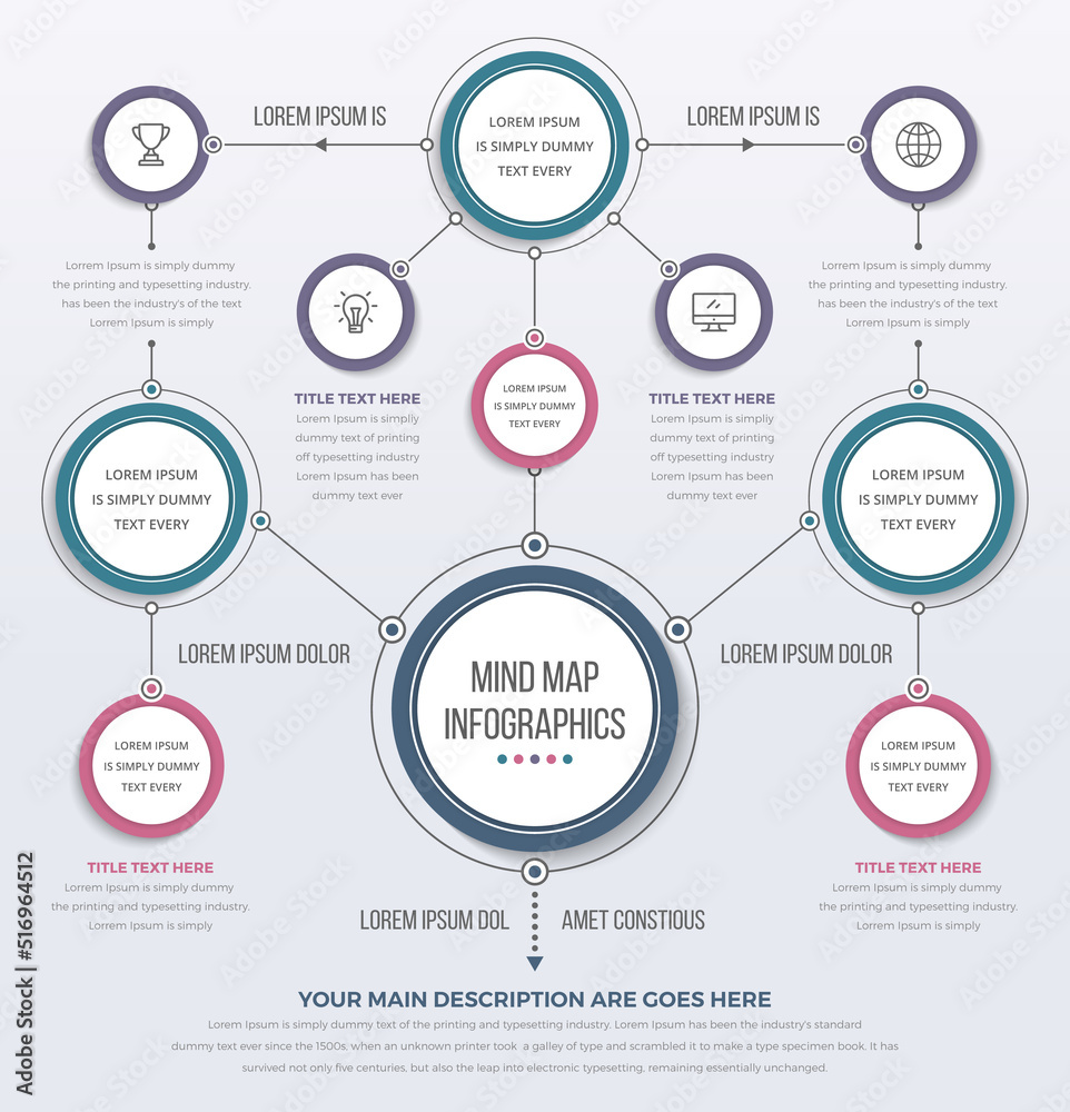 Mind Map Template Infographics Stock Vector | Adobe Stock