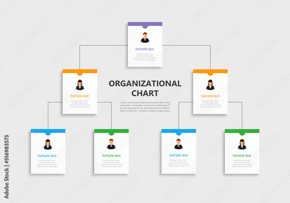 Corporate organizational chart with business avatar icons. Business ...