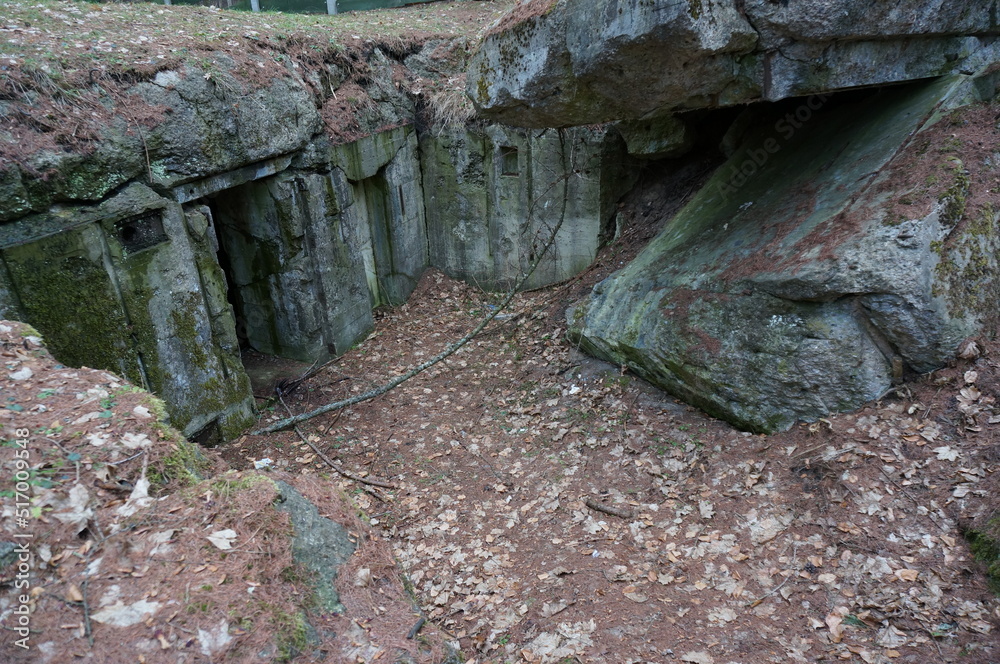 Bunker built in 1935, view from above. Reinforced concrete bunker is ...