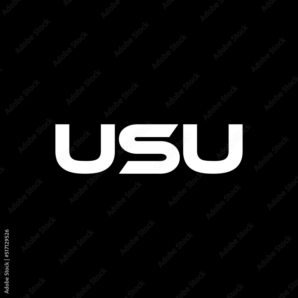 USU letter logo design with black background in illustrator, vector ...