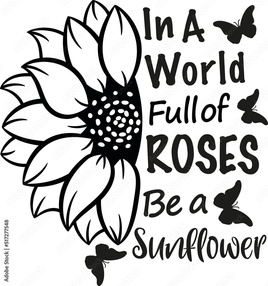 Sunflower Butterfly svg, Sunflower vector clipart, DIgital Download ...