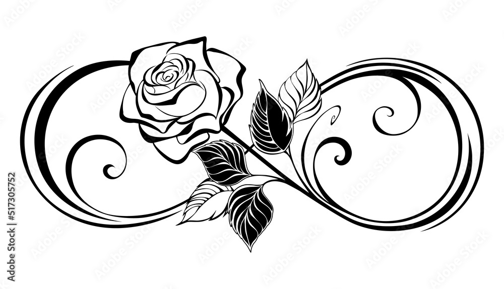 Infinity symbol with outline rose Stock Vector | Adobe Stock