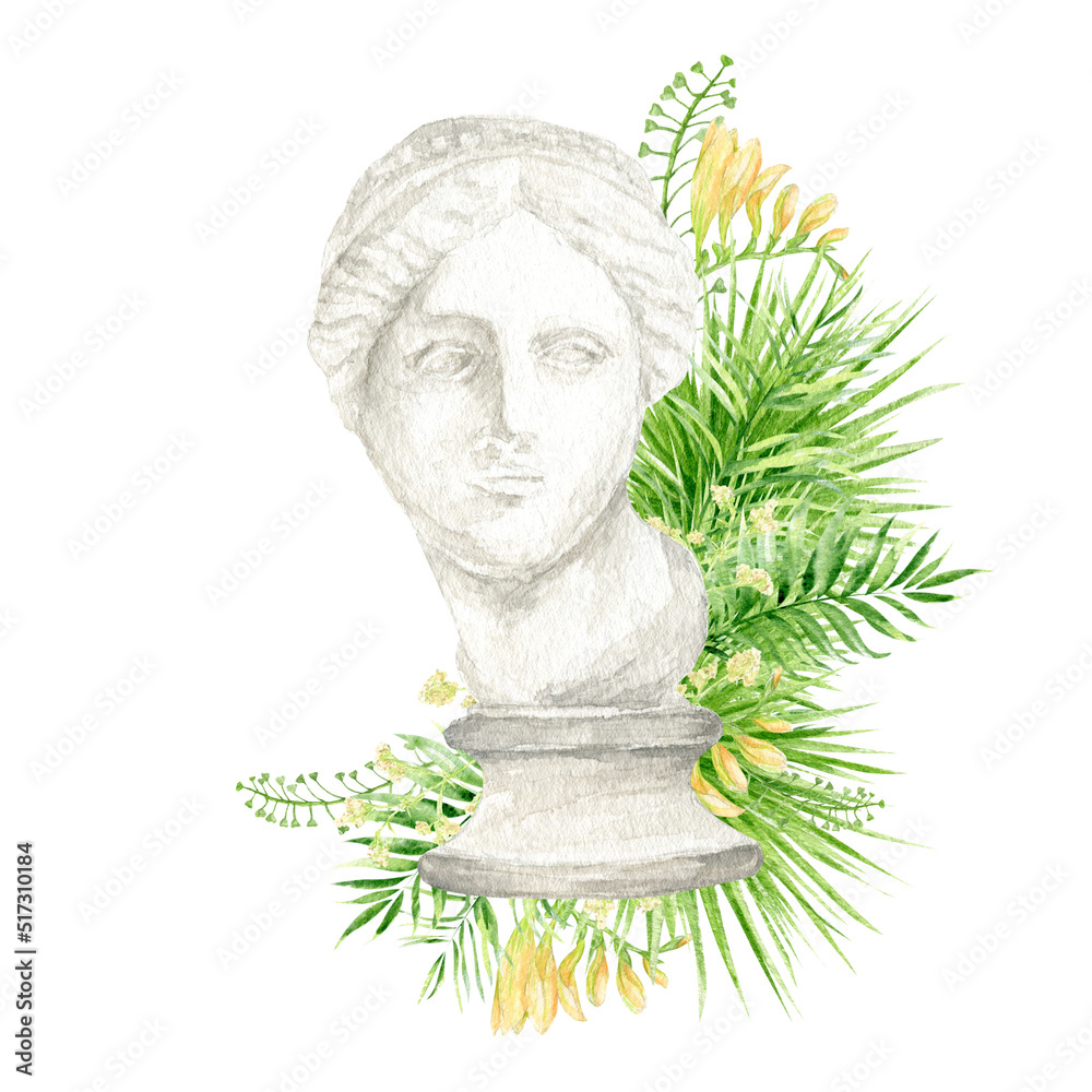 Ilustración de Stock Ancient greek sculpture Venus goddess head with ...
