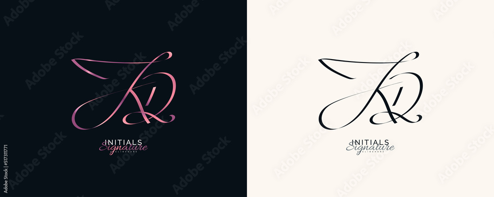 KD Initial Signature Logo Design with Elegant and Minimalist ...