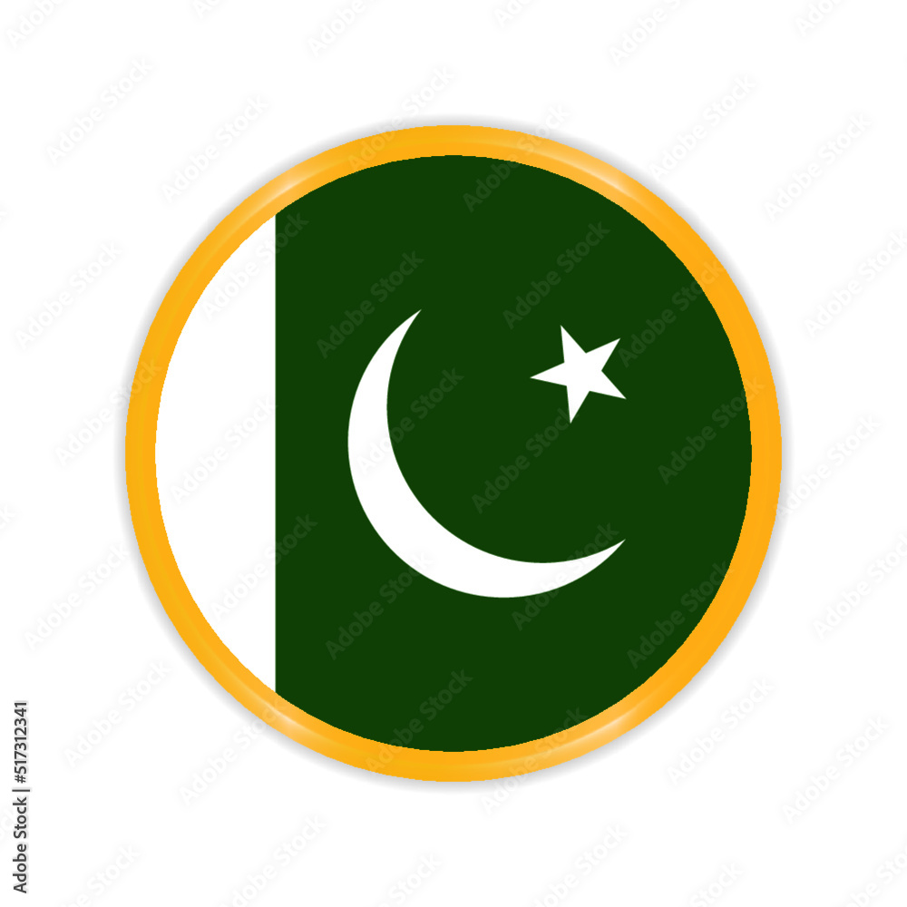 Pakistan Flag In Round Shape with shadow and White background. Pakistan ...