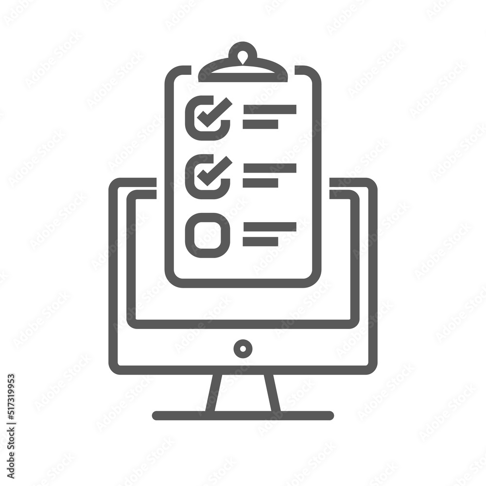 vector monitor icon and check list outline design. Stock Vector | Adobe ...