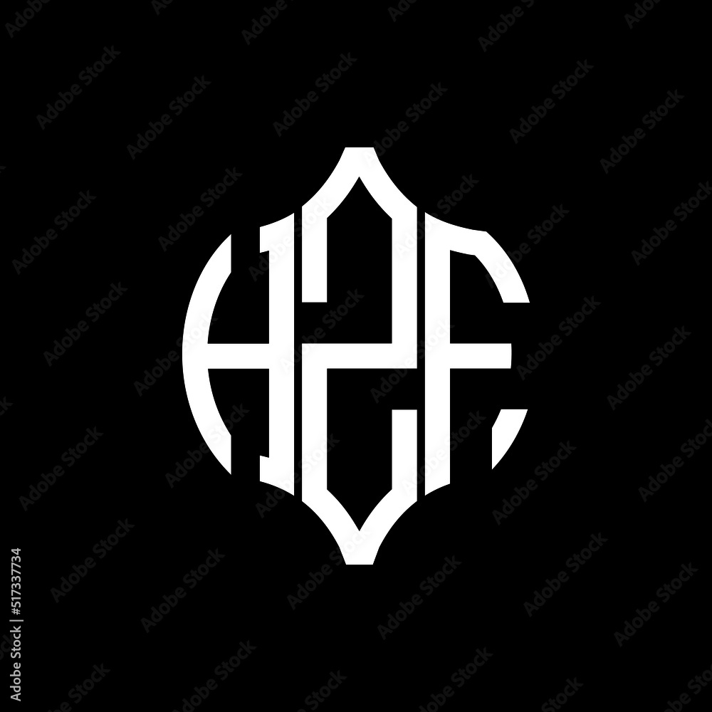 HZF letter logo. HZF best black background vector image. HZF Monogram ...