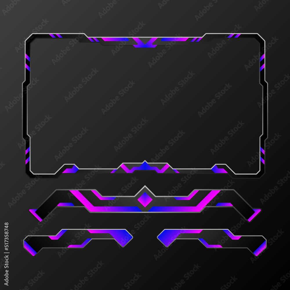 Gaming interface futuristic technology live stream overlay border frame ...