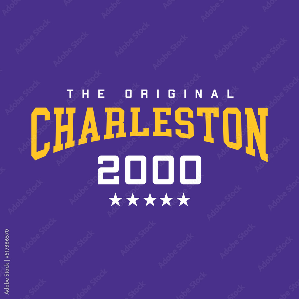 Athletic team state of Charleston, South Carolina. Typography graphics ...
