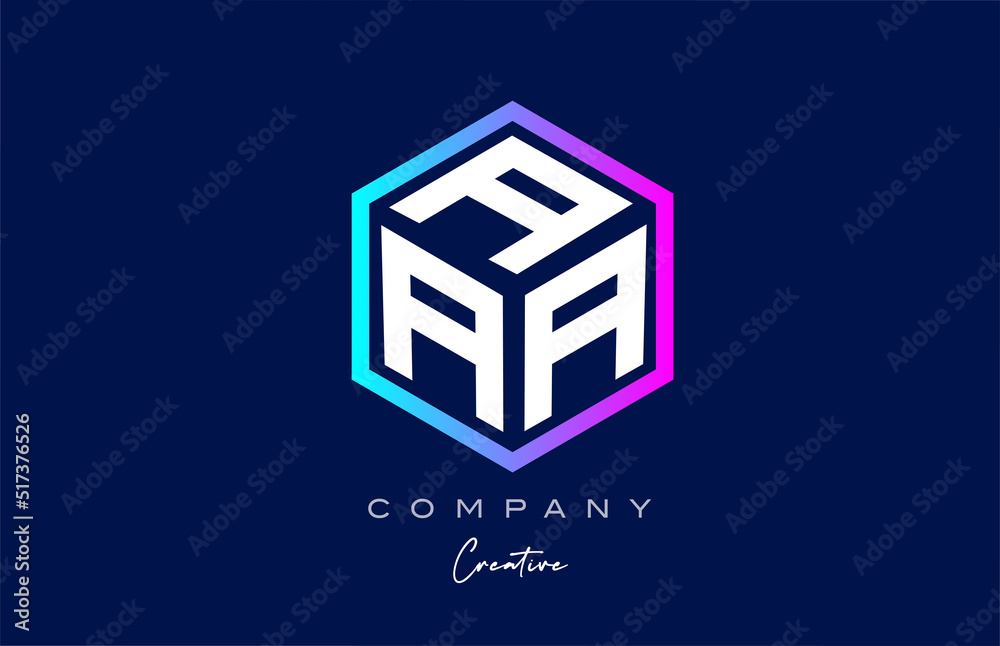 pink blue A three letter cube alphabet letter logo icon design with polygon design. Creative ...