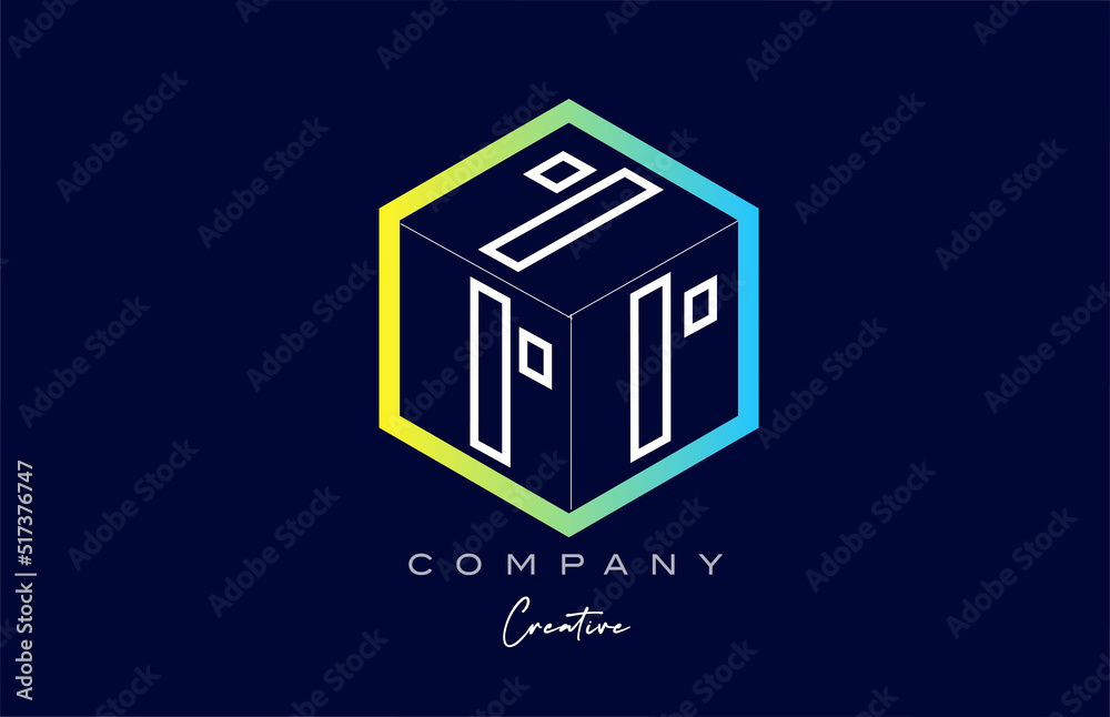 line I three letter cube alphabet letter logo icon design with polygon ...