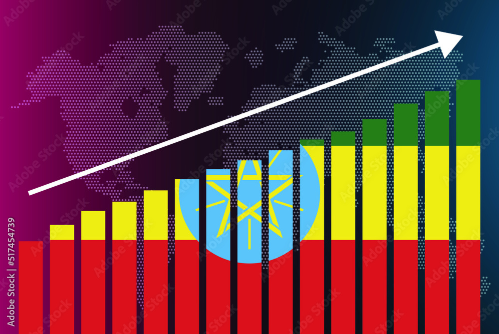 Ethiopia bar chart graph, increasing values, country statistics concept ...