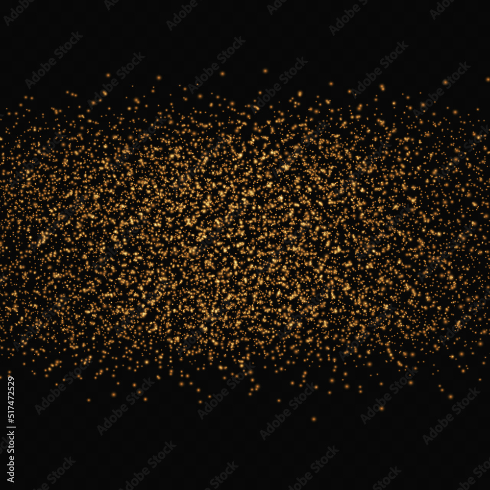 Vector realistic gold glitter particles effect - isolated shiny confetti and glitter sparkling ...