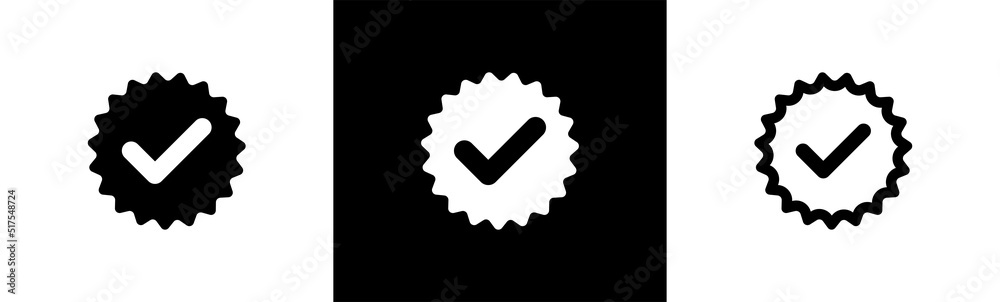 Profile verification check marks icon. Approved symbol. Verified badge ...