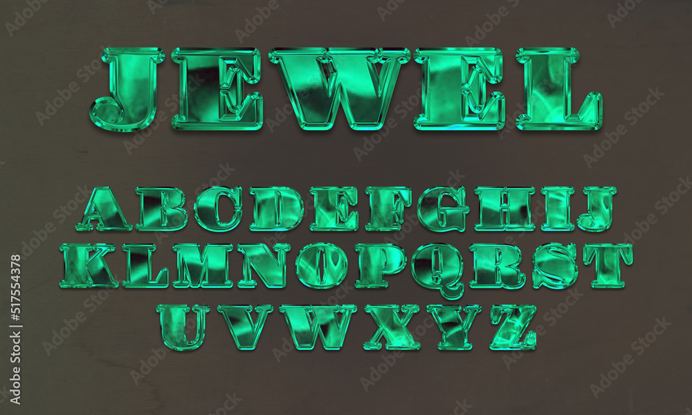 Luxurious jewel font design, green alphabet letter set with 3D ...