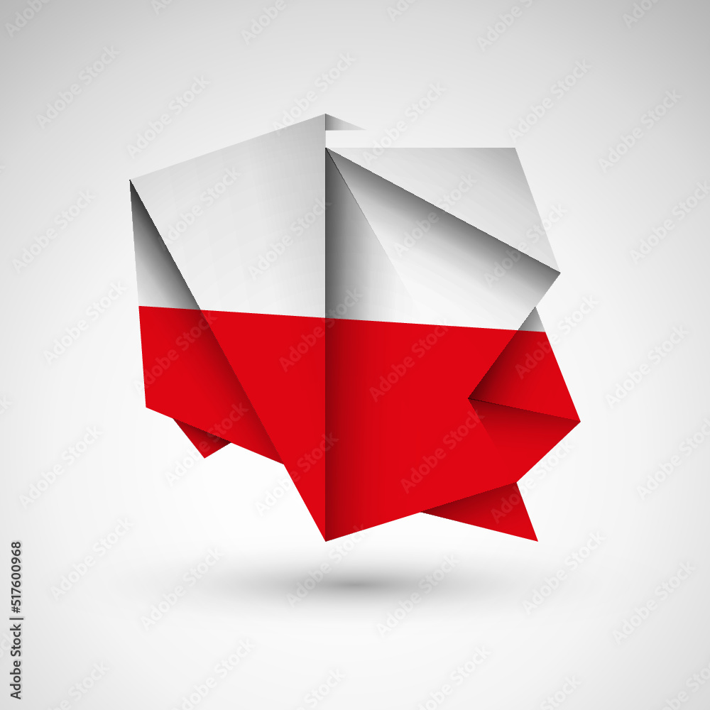 Polska kontur mapy origami Stock Vector | Adobe Stock