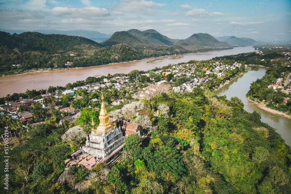 Luang Prang Laos View. Mount Phousi. South East Asia, View town and ...