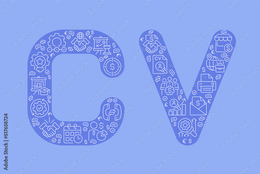 Curriculum vitae pixel perfect shaped concept filled with editable ...