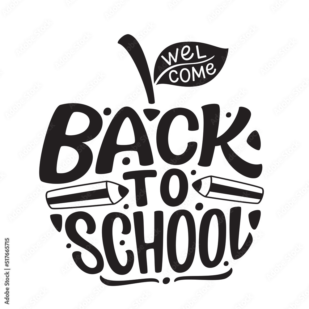 Welcome Back to school. Hand lettering text isolated on white ...